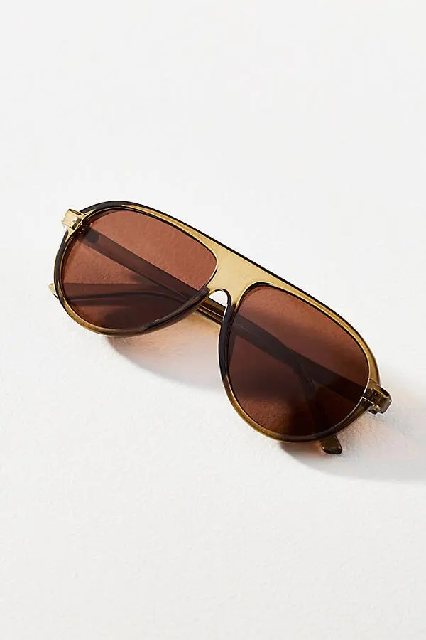 I SEA I-sea Curved Aviator Sunglasses - Honey