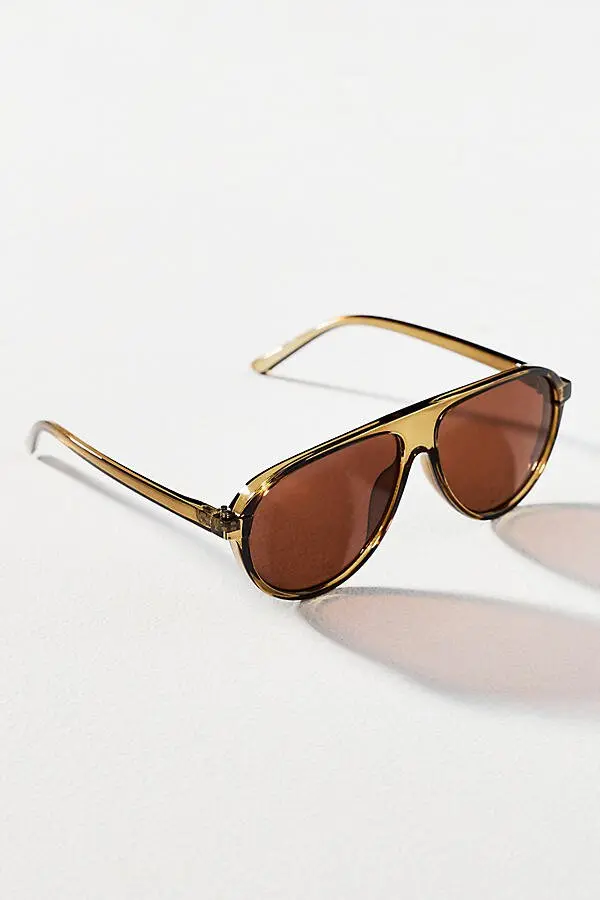 I SEA I-sea Curved Aviator Sunglasses - Honey