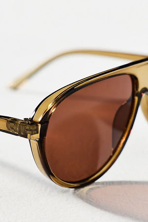 I SEA I-sea Curved Aviator Sunglasses - Honey