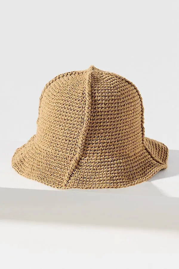 Anthropologie Wyeth Solea Crochet Bucket Hat - Beige