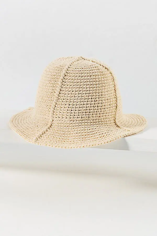 Anthropologie Wyeth Solea Crochet Bucket Hat - Cream
