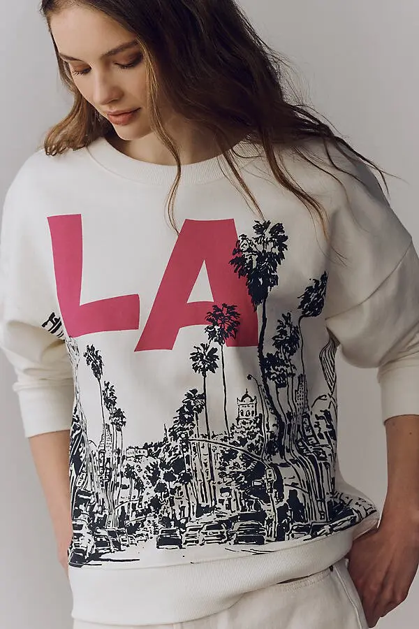 Maeve X Daniela Berkhout Cotton Blend City Sweatshirt - Ivory Pattern