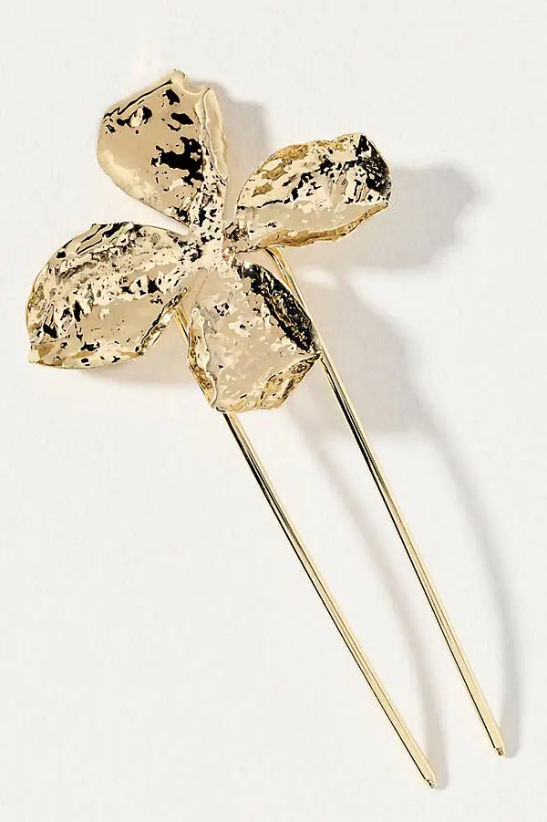 Anthropologie Blooming Flower French Hair Pin - White Gold
