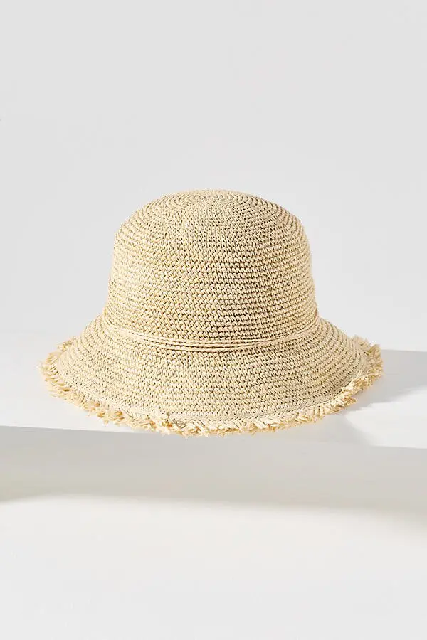NIKKI BEACH Arianna Raffia Bucket Hat - Natural