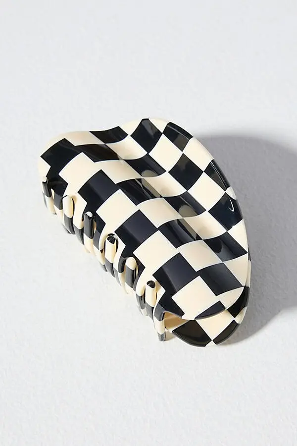 CHUNKS Checkered Claw Clip - Black & White Pattern