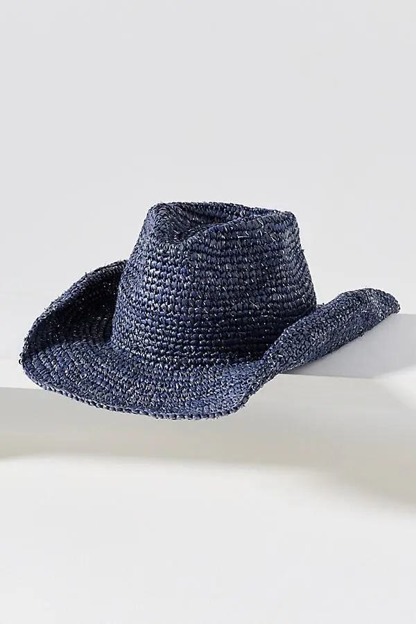 NIKKI BEACH Carrera Raffia Rancher Hat - Navy/silver