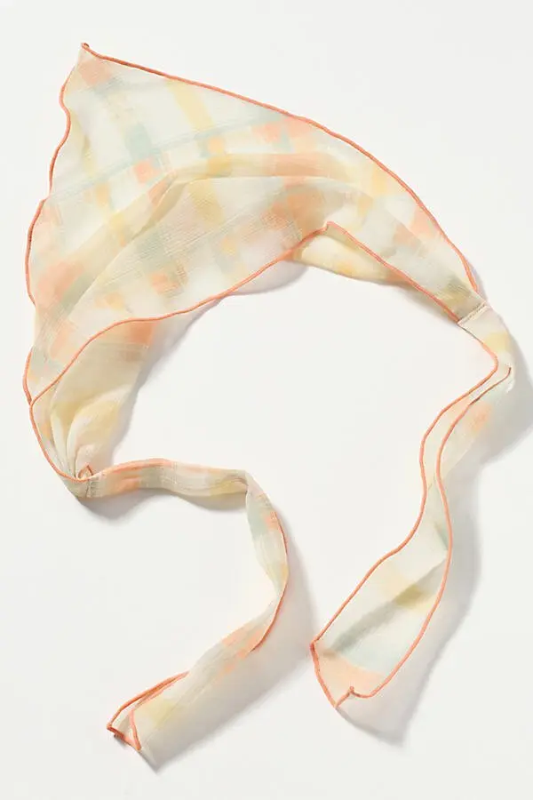 Anthropologie Sheer Plaid Hair Scarf - Orange