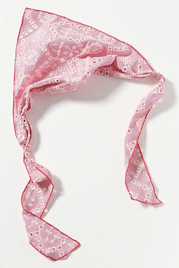 Anthropologie Floral Eyelet Hair Scarf - Pink