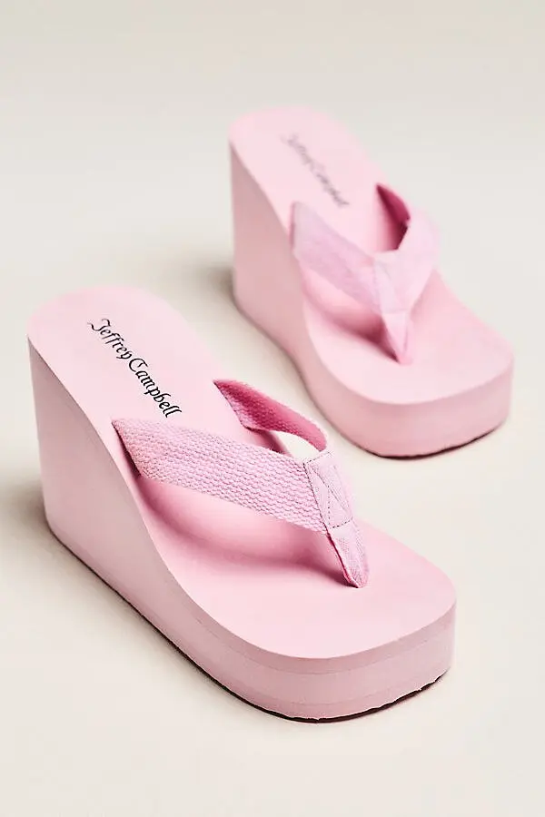 Jeffrey Campbell Astria Wedge Thong Sandals - Pink