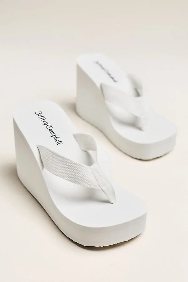 Jeffrey Campbell Astria Wedge Thong Sandals - White