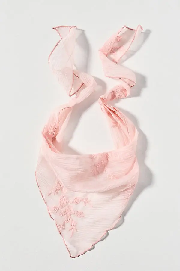 Anthropologie Sheer Floral Headscarf - Pink