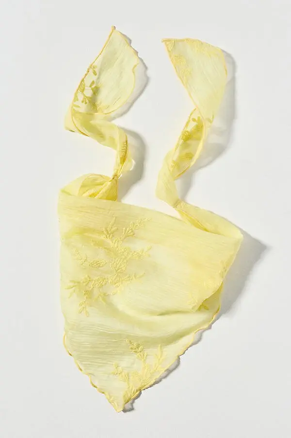 Anthropologie Sheer Floral Hair Scarf - Yellow