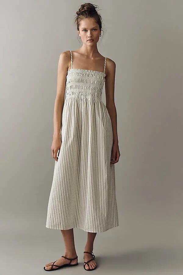 PISTOLA Bianca Sleeveless A-line Maxi Dress - Sage Egret Stripe