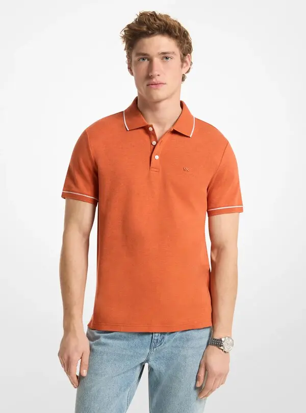 Michael Kors Gramercy Cotton Polo Shirt In Size By - Orange