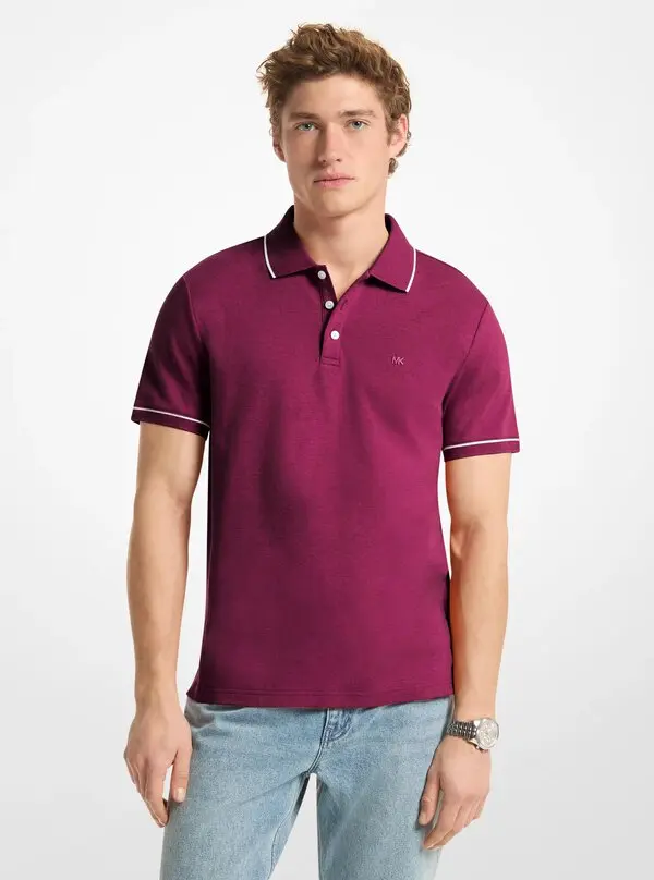 Michael Kors Gramercy Cotton Polo Shirt In Size By - Red