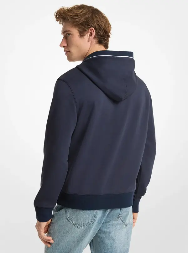 Michael Kors Logo Trim Cotton Blend Hoodie - Blue