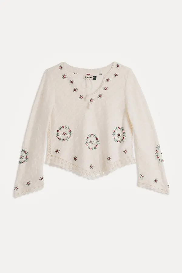 Rixo Annalisa Rose Trail Embroidered Top
