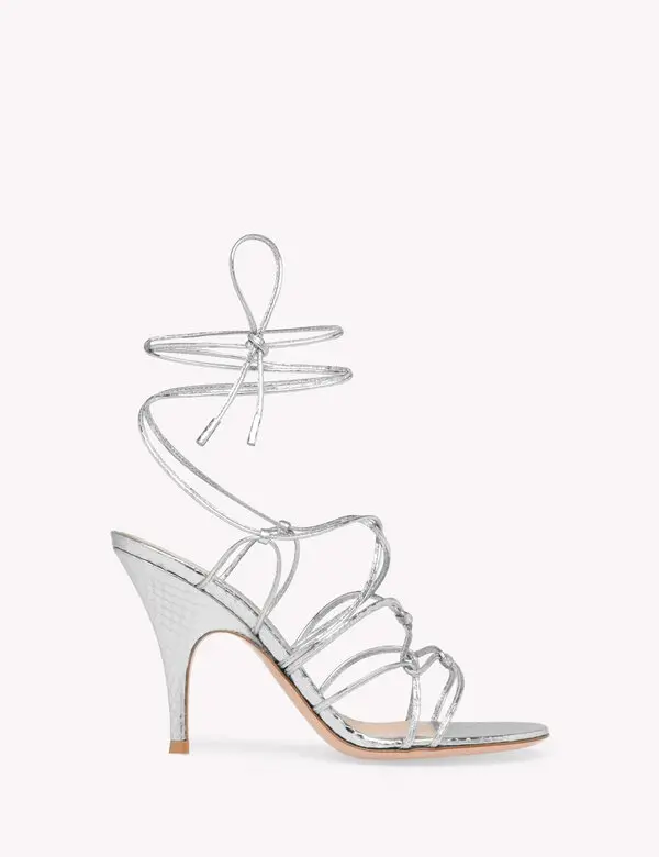GIANVITO ROSSI Teti 95 - Silver - Ayers Leather