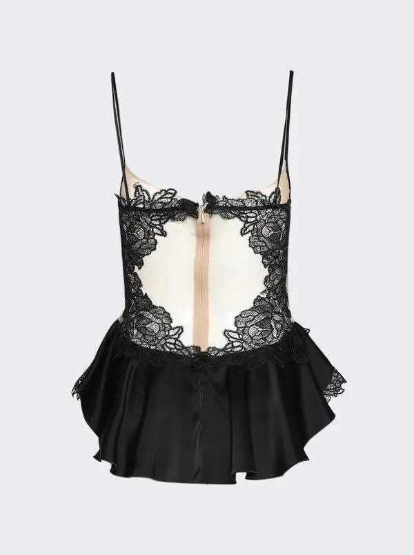 David Koma Lace Peplum Lingerie Top