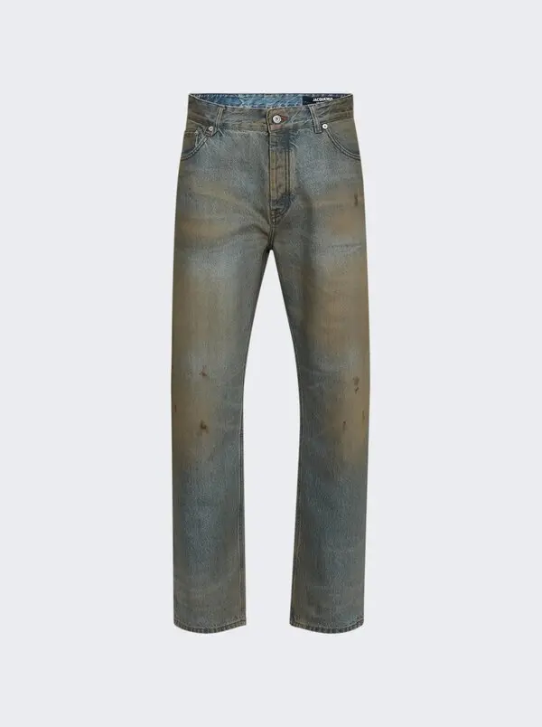 Jacquemus The Berger De-nimes Denim Jeans Distressed And Tabac - Blue