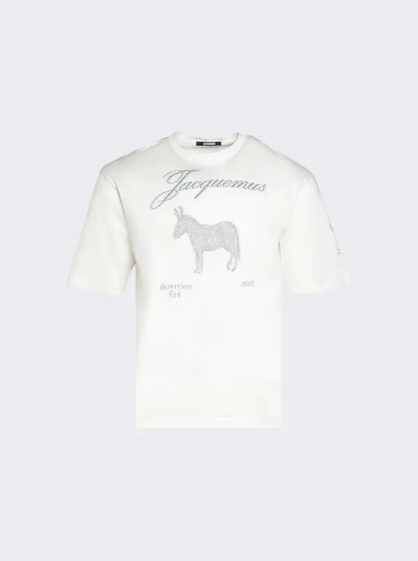 Jacquemus The Ane Short Sleeve Tee Donkey Jacquard White - Ivory