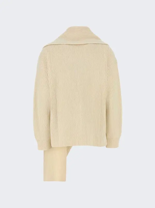 JIL SANDER Long Sleeve Wool Jumper With Draped Scarf Neck