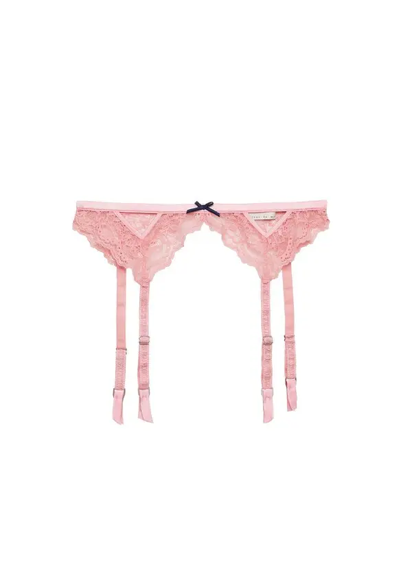 Fleur Du Mal Bianca Lace Garter Belt - Pink Lady