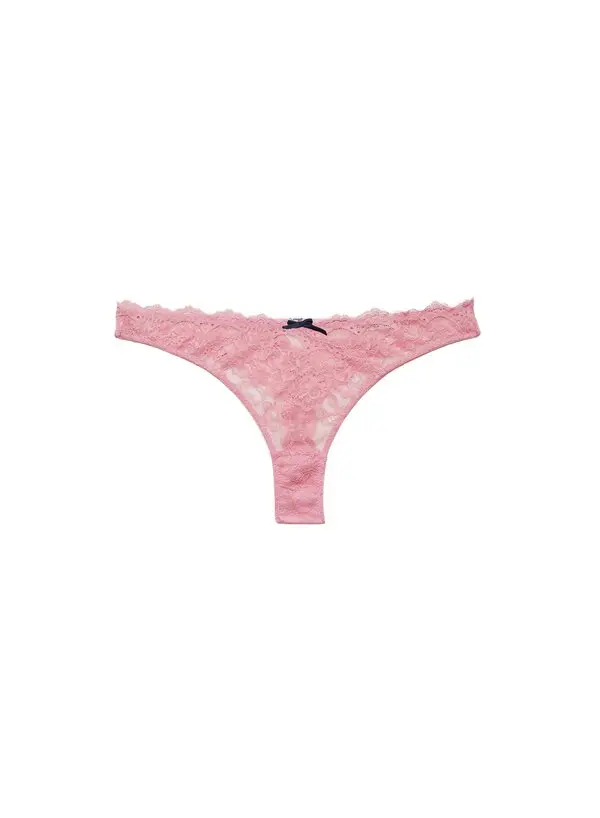 Fleur Du Mal Bianca Lace Thong - Pink Lady