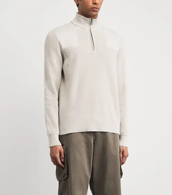 Belstaff Organic Cotton Quarter-zip Sweater - Grey