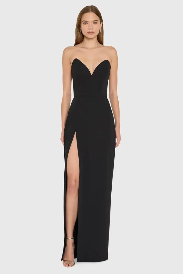 Amanda Uprichard Ailany Maxi Dress With Plunge V-neck And Slit