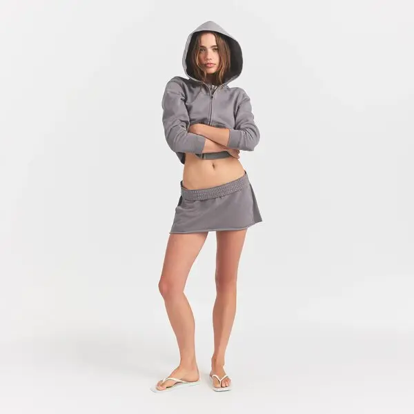 SKIMS Boyfriend Fleece Mini Skirt - Shadow