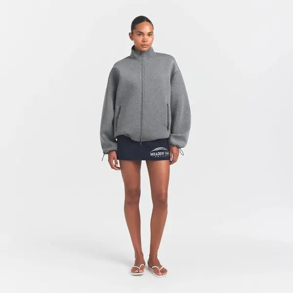 SKIMS Neoprene Outerwear Oversized Mock Neck Jacket - Dark Heather Grey