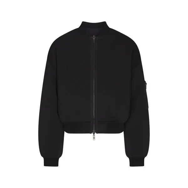 SKIMS Neoprene Outerwear Reversible Bomber Jacket - Obsidian