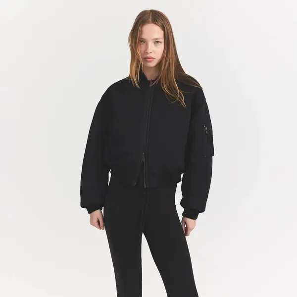 SKIMS Neoprene Outerwear Reversible Bomber Jacket - Obsidian