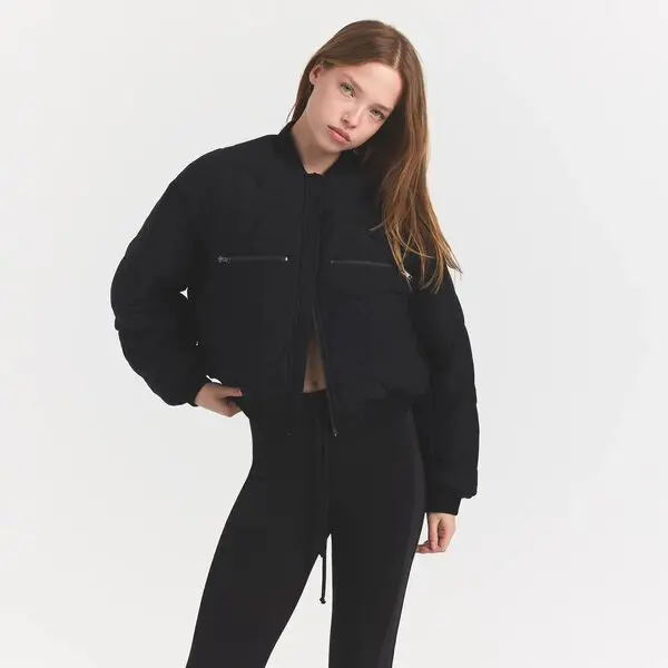 SKIMS Reversible Neoprene Bomber Jacket - Obsidian