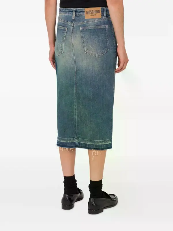 Moschino Midi Denim Skirt With Raw Hem