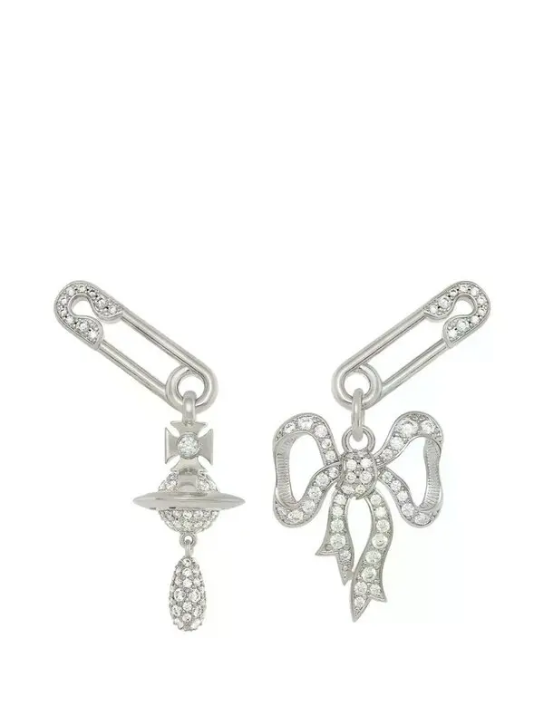 VIVIENNE WESTWOOD Bow Safety Pin Earrings - Silver