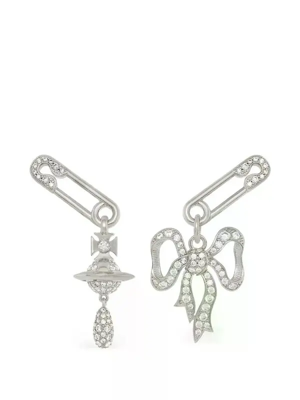 VIVIENNE WESTWOOD Bow Safety Pin Earrings - Silver