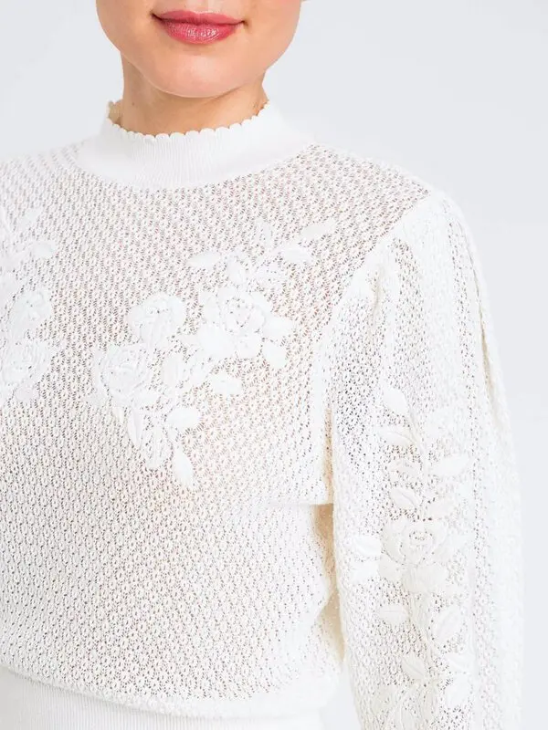 TWINSET Cotton Crochet Pullover With Lace Inserts