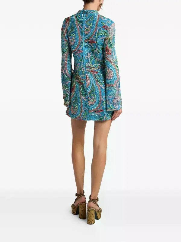 Etro Crochet-effect Mini Dress With Sequin Embroidery