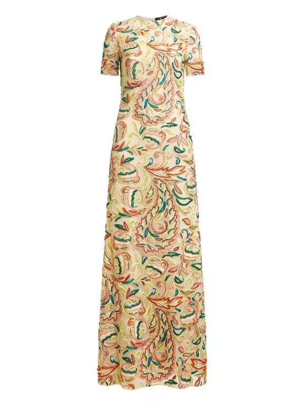 Etro Floral-embroidery Dress - Yellow