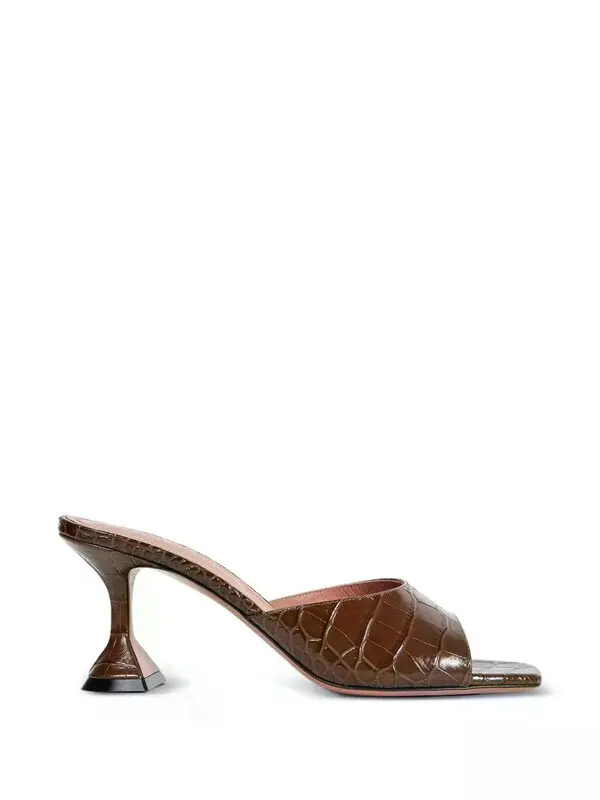 Amina Muaddi Lupita Croc-effect Mules - Brown