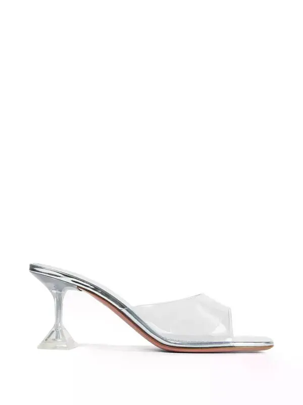 Amina Muaddi Lupita Glass Open-toe Mules - Silver