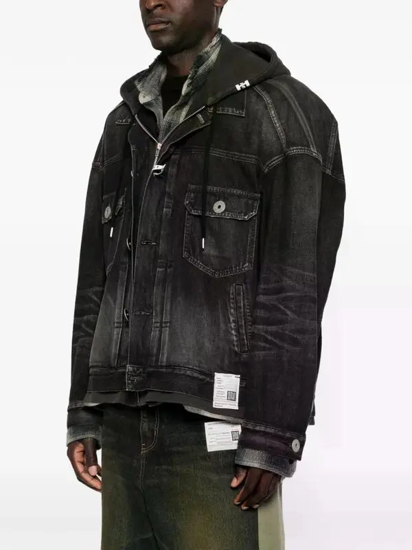 Mihara Yasuhiro Hooded Denim Jacket With Chest-pocket