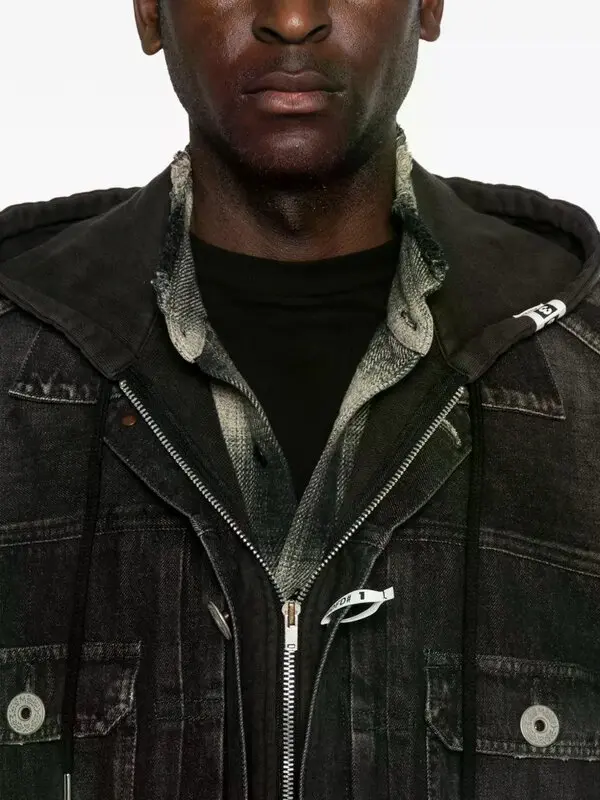Mihara Yasuhiro Hooded Denim Jacket With Chest-pocket