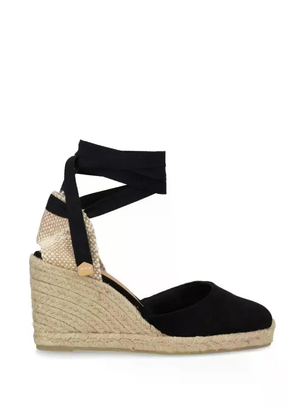 CastaÑer Carina Wrap Heel Espadrilles - Black