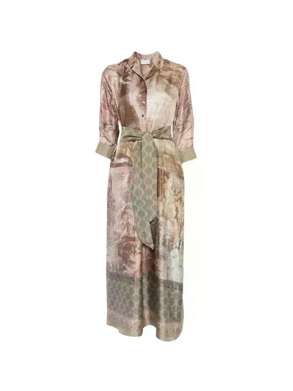 PIERRE-LOUIS MASCIA Belted Midi Dress - Neutrals