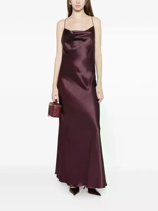 Pinko Cowl-neck Satin Maxi Dress