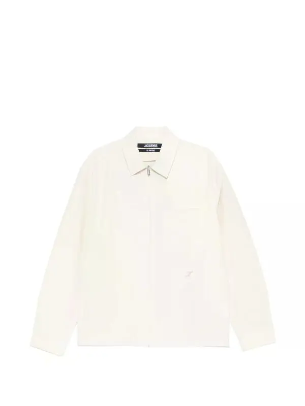 Jacquemus Mecano Embroidered-logo Zip Shirt - Neutrals