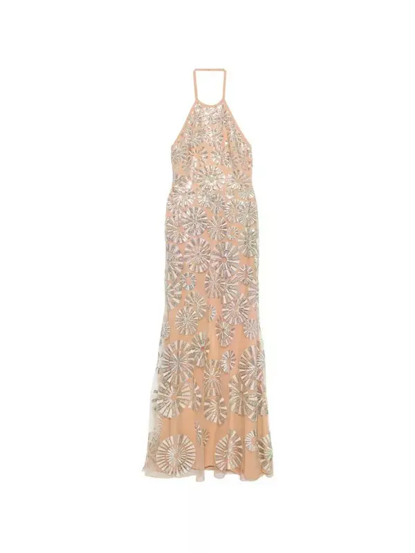 Elie Saab Sequin Embellished Maxi Dress - Neutrals